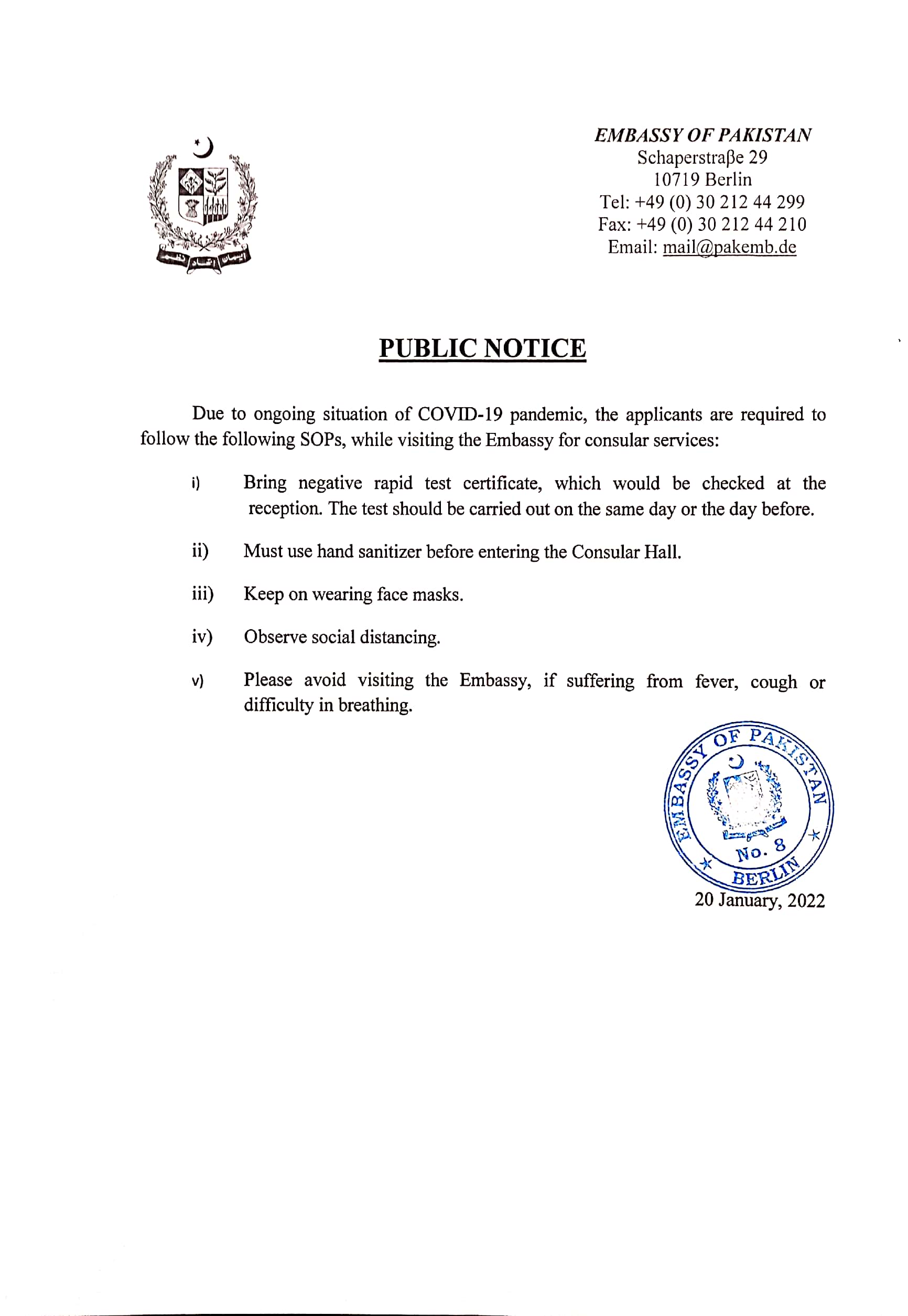 Consular Services – Embassy of the Islamic Republic of Pakistan